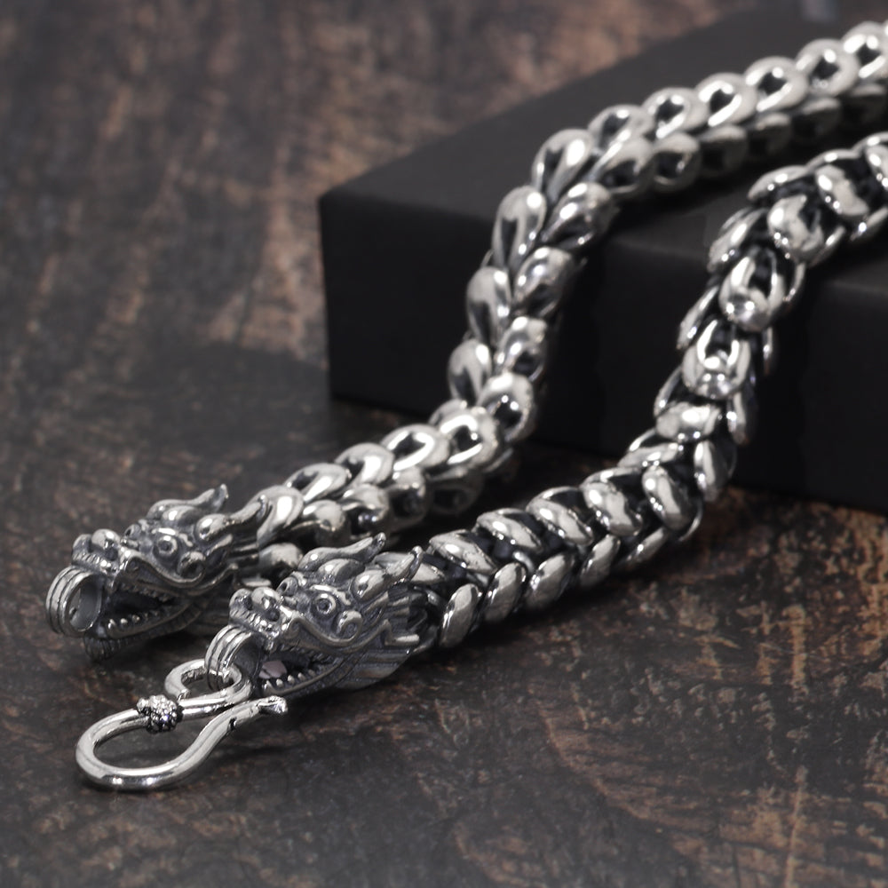 Sterling Silver Viking Dragon Chain Necklace ~ Dragon Scales 4mm 5mm 6