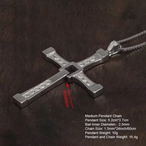 Dominic (Dom) Toretto Cross Pendant Necklace ~ 925 Sterling Silver ~ V
