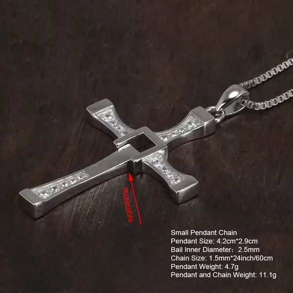 Dominic (Dom) Toretto Cross Pendant Necklace ~ 925 Sterling Silver ~ V