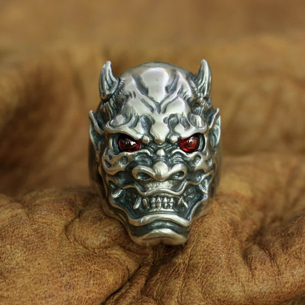 Oni Ring, Oni Mask Ring, Hannya Ring ~ 925 Sterling Silver